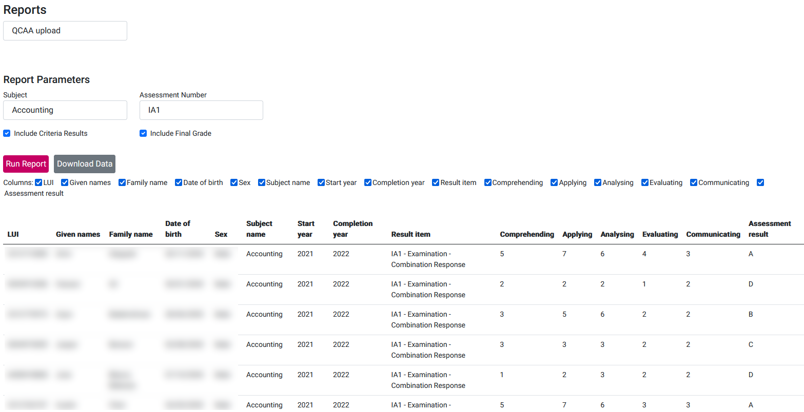 Reports – OneStudent