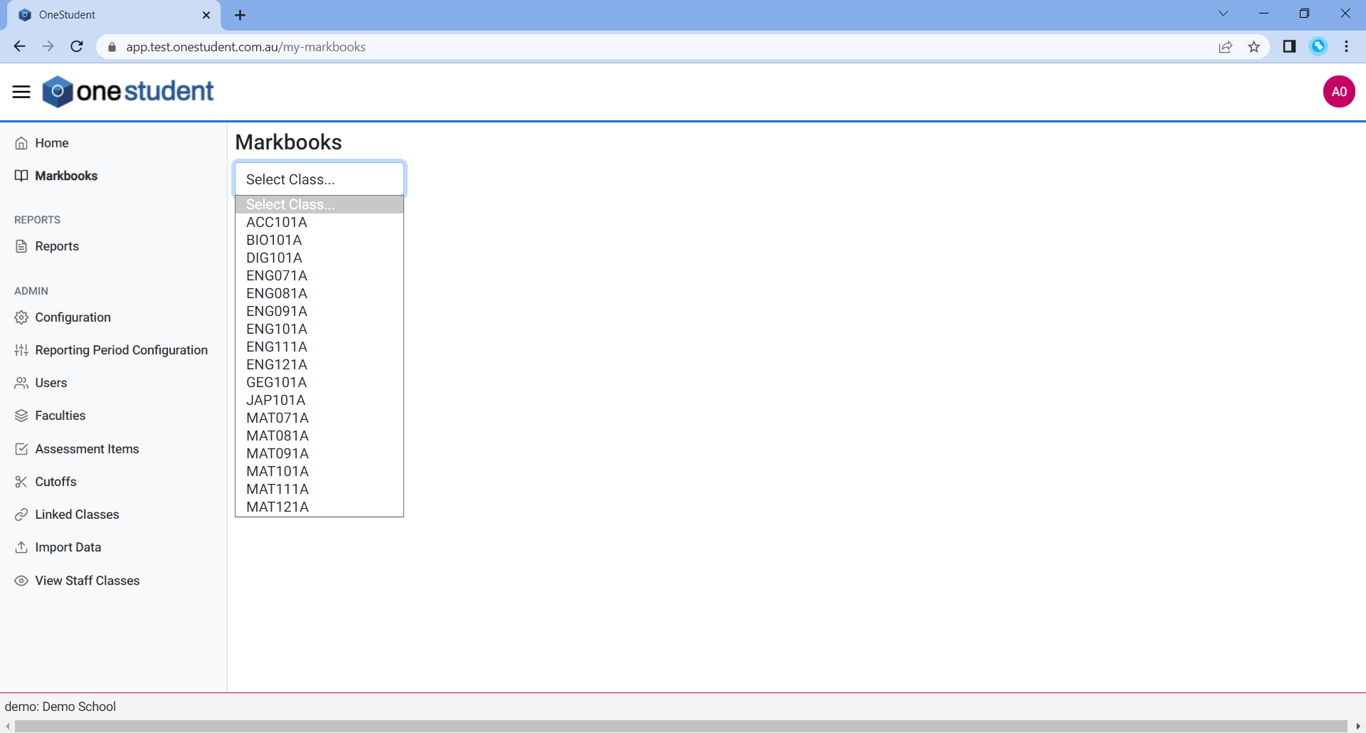 Markbooks – OneStudent