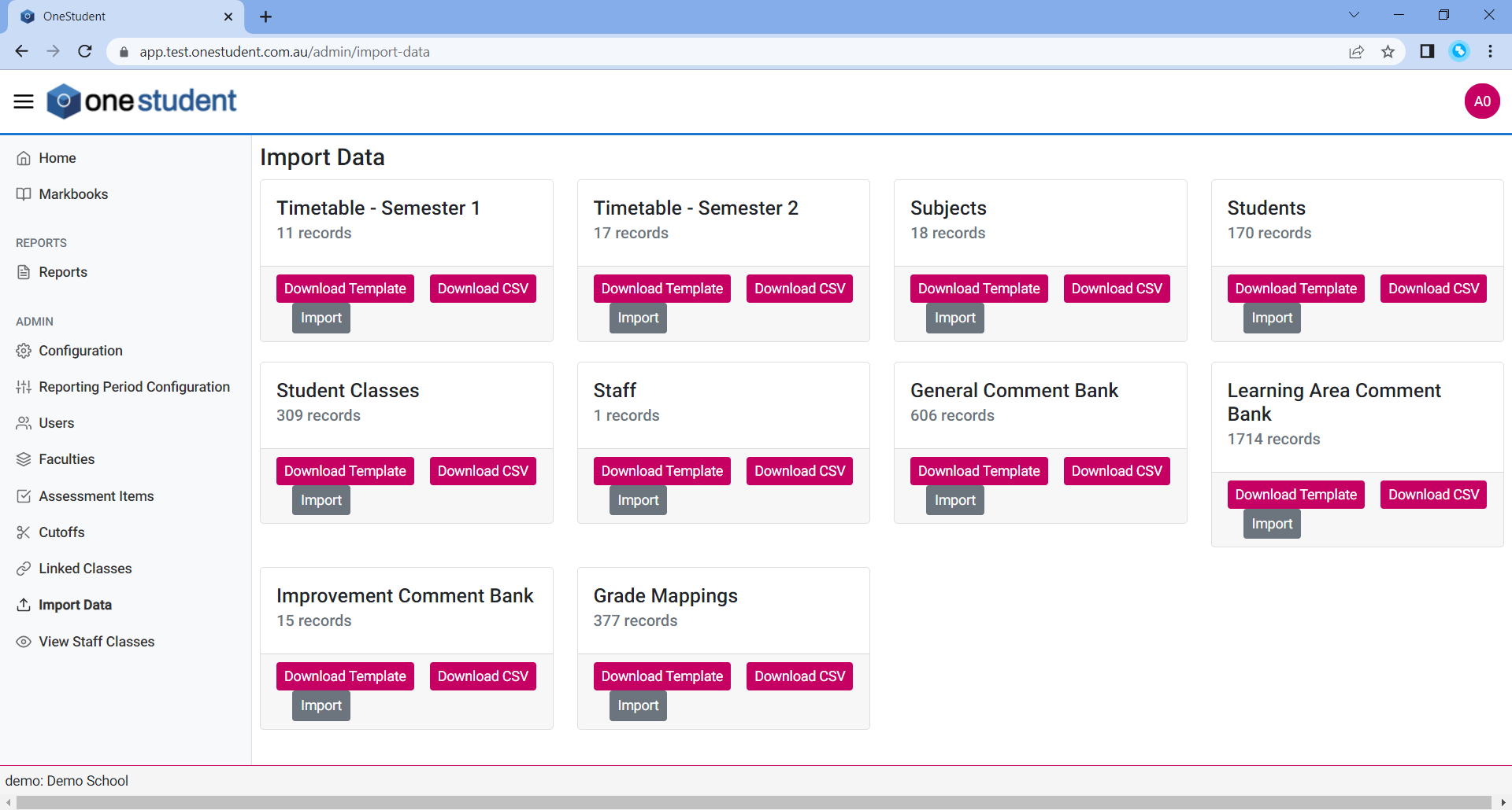 Import Data – OneStudent
