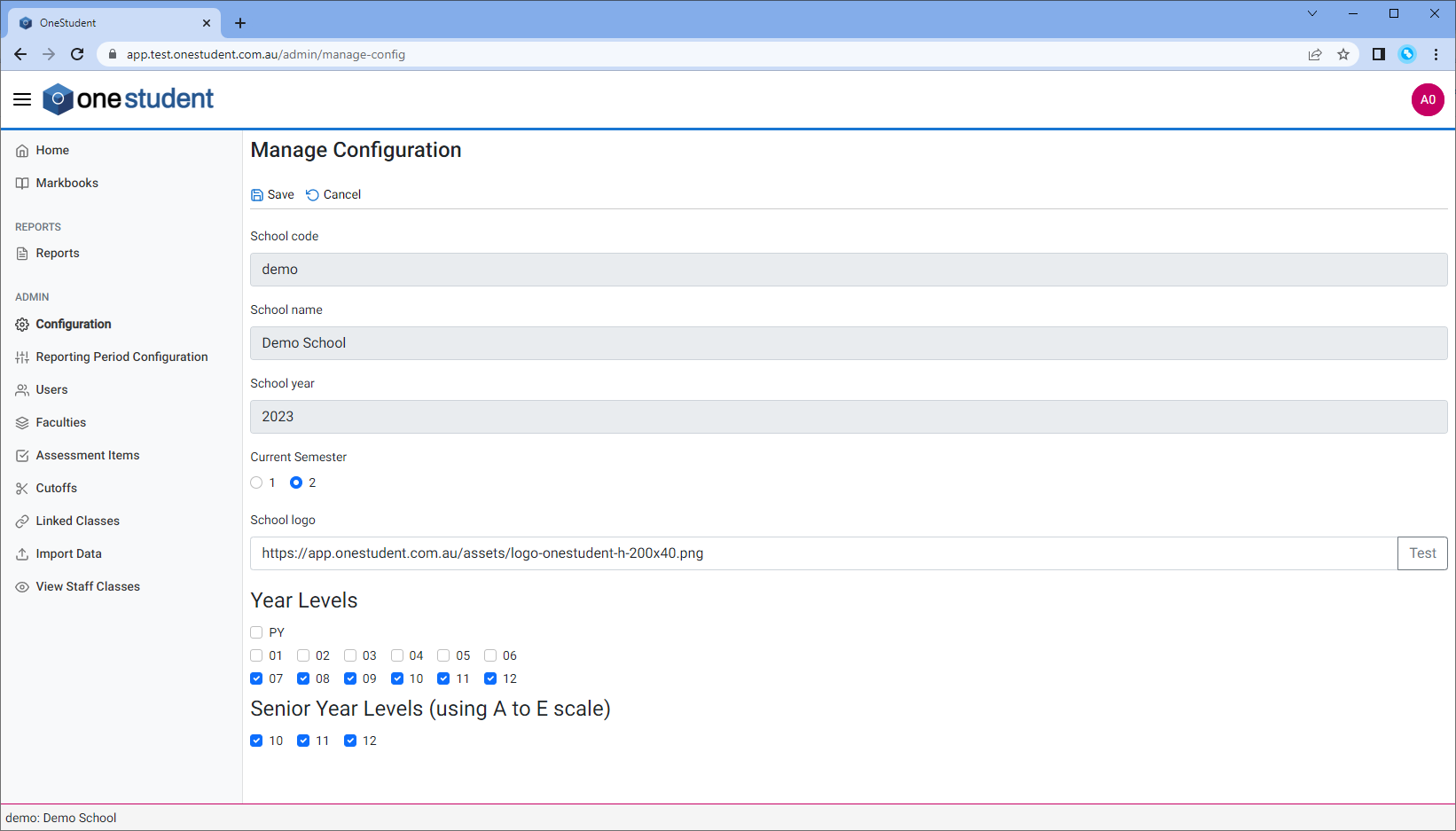 Configuration – OneStudent
