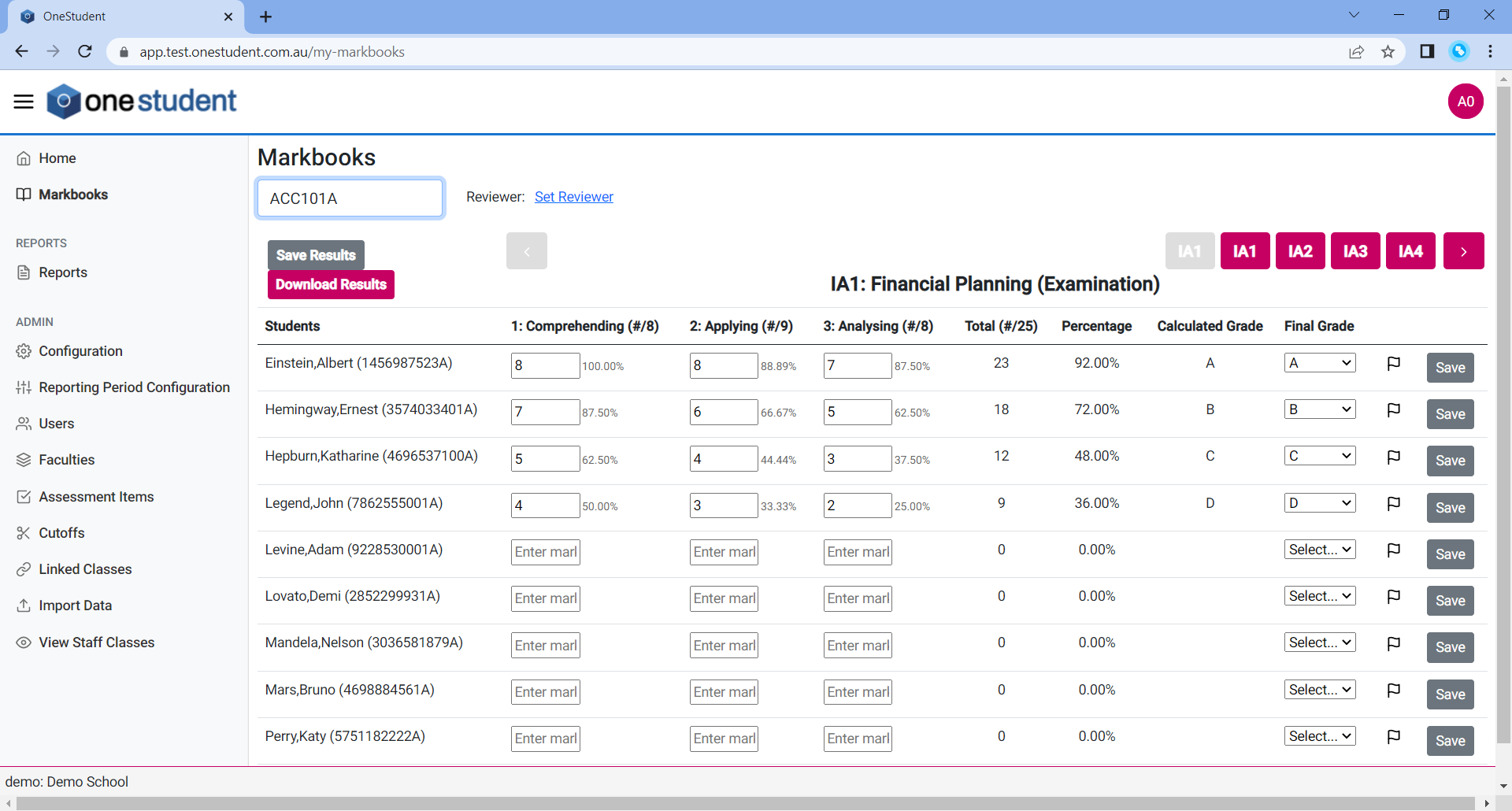 Functionality and Options – OneStudent