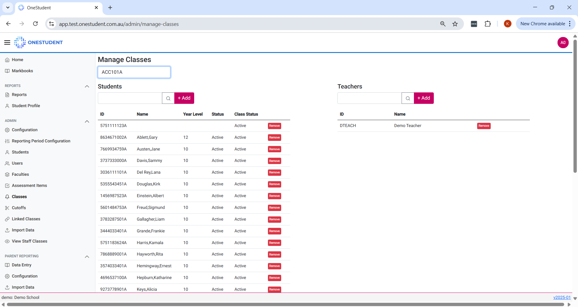 Classes – OneStudent